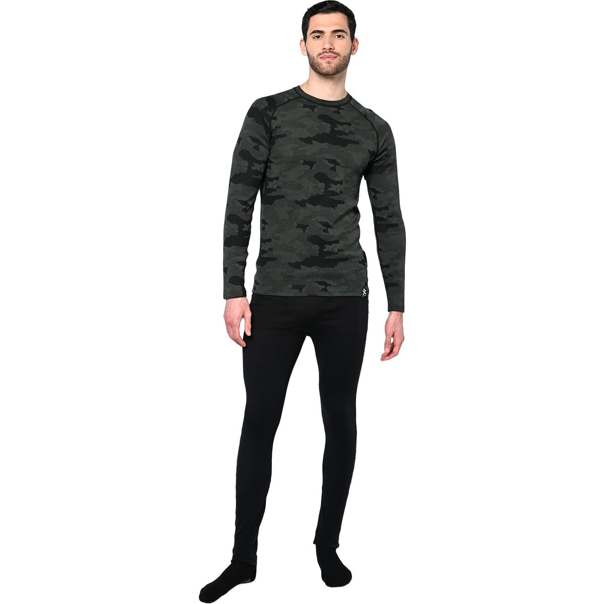 Køb Bula Camo Merino Uld Crew Skiundertrøje Herre - Grøn